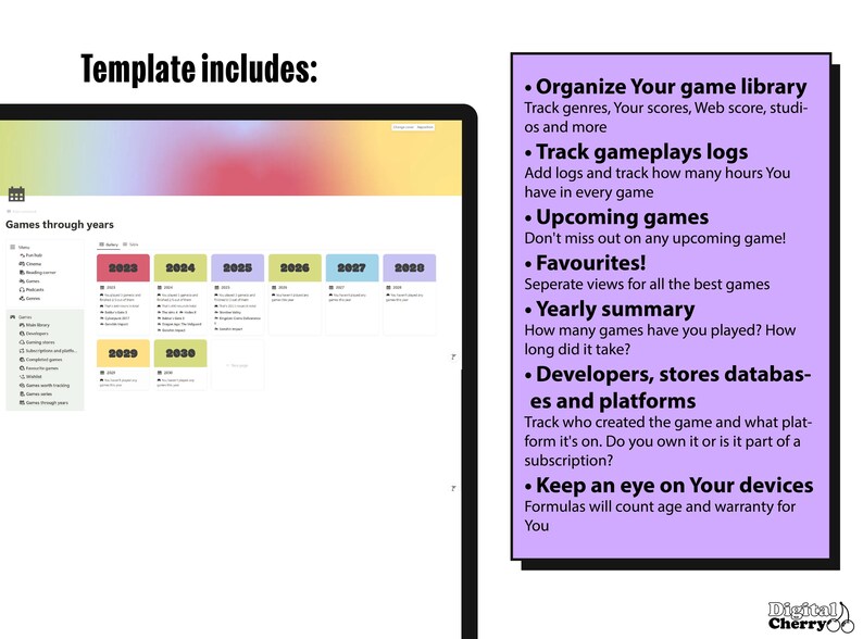 Notion Game Tracker, Notion Game Hub - Etsy UK