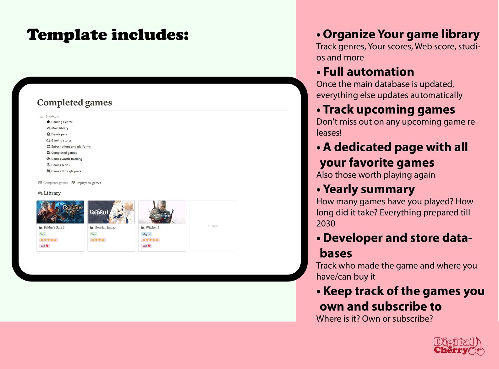 Notion Game Tracker, Notion Game Hub - Etsy