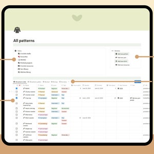 Crochet Notion Template With Headers - Etsy