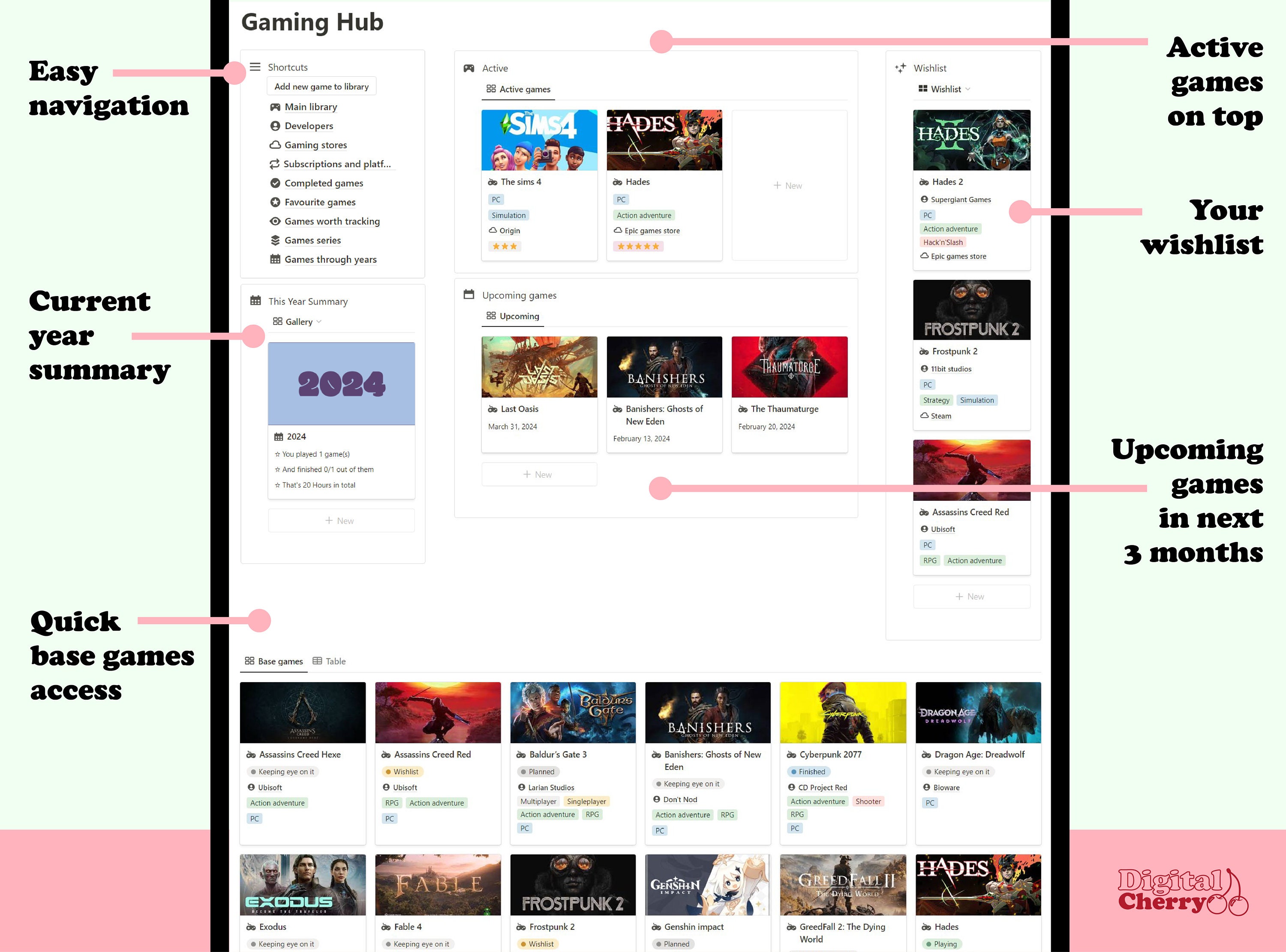 Notion Game Tracker, Notion Game Hub - Etsy