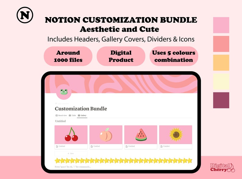 Notion Customization Bundle, Notion Covers, Notion Headers, Notion Icons, Notion Dividers ...