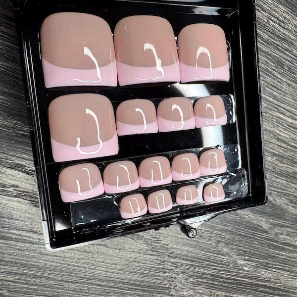 Pink French Tip Toes - Etsy