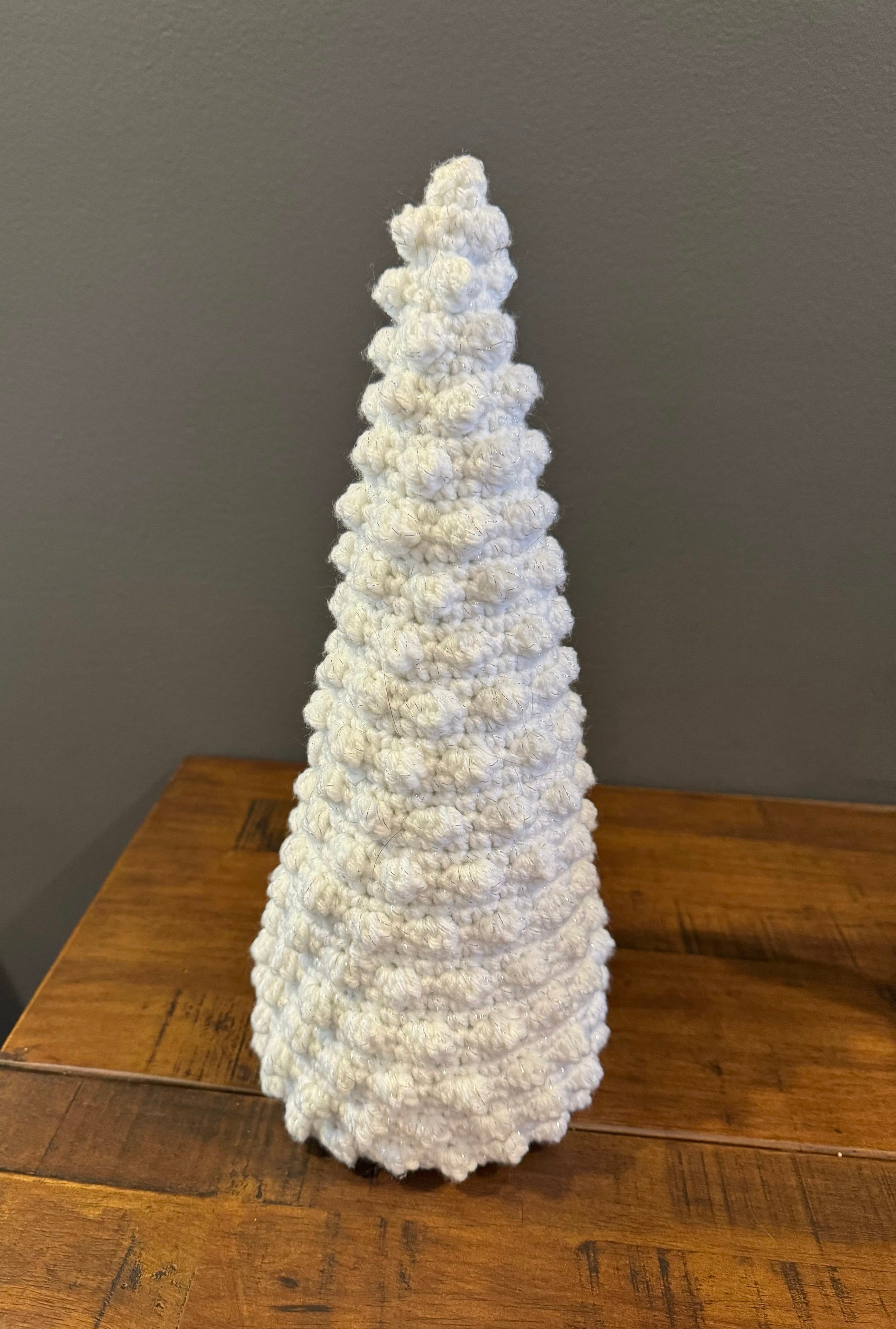 Crocheted Large Sparkly Bobble Christmas Tree Shiny Holiday Tree Tinsel ...