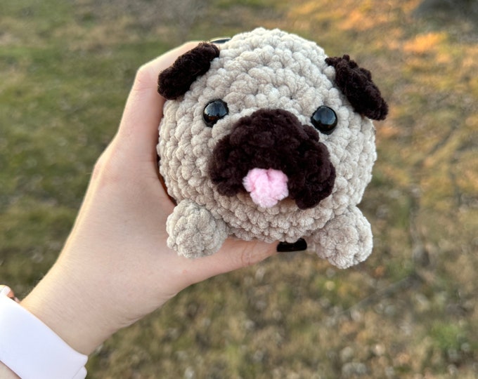 Crochet Potato Pug Dog Chenille Yarn Pug Puppy Amigurumi Plushie Angel ...