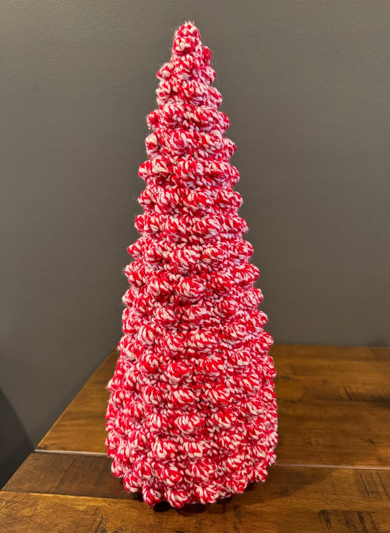 Crocheted Large Sparkly Bobble Christmas Tree Shiny Holiday Tree Tinsel ...