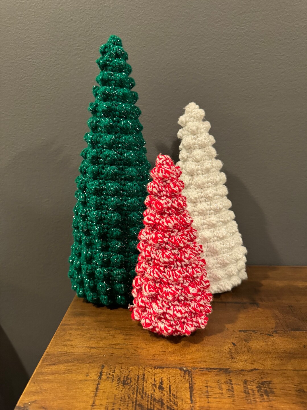 Set of 3 - Small, Medium, and Large Bobble Christmas Tree Shiny Holiday ...