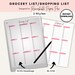Grocery List, Shopping List Checklist, 2 Styles, Left and Right Handed ...