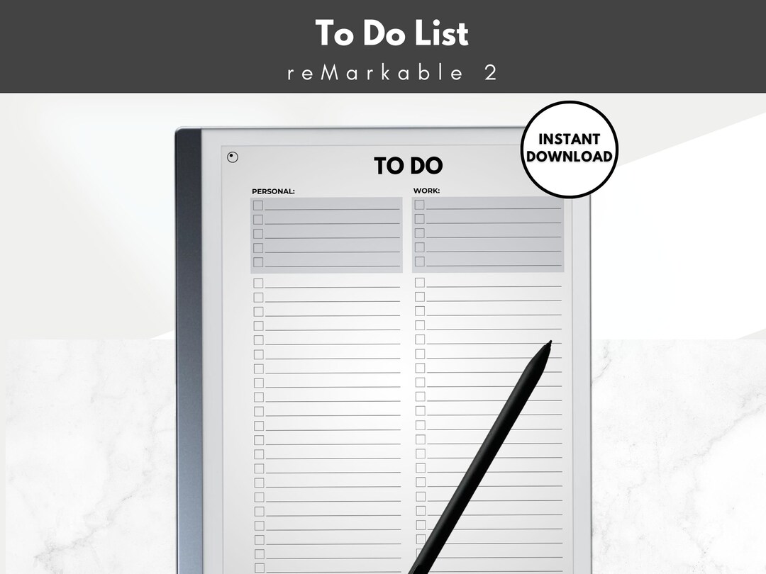 Remarkable 2 Templates to Do List for Remarkable 2 Tablet, Work To-do ...