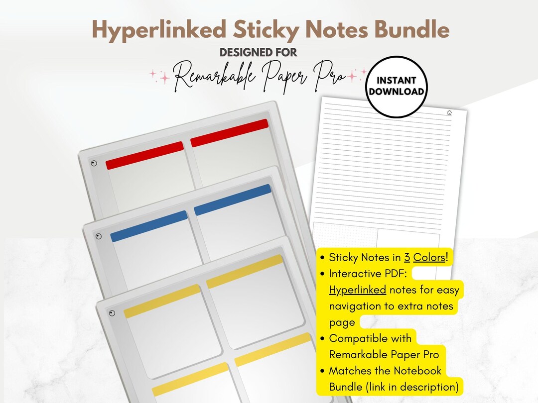 Color Sticky Notes Bundle for Remarkable Paper Pro, Brain Dump, to Do ...