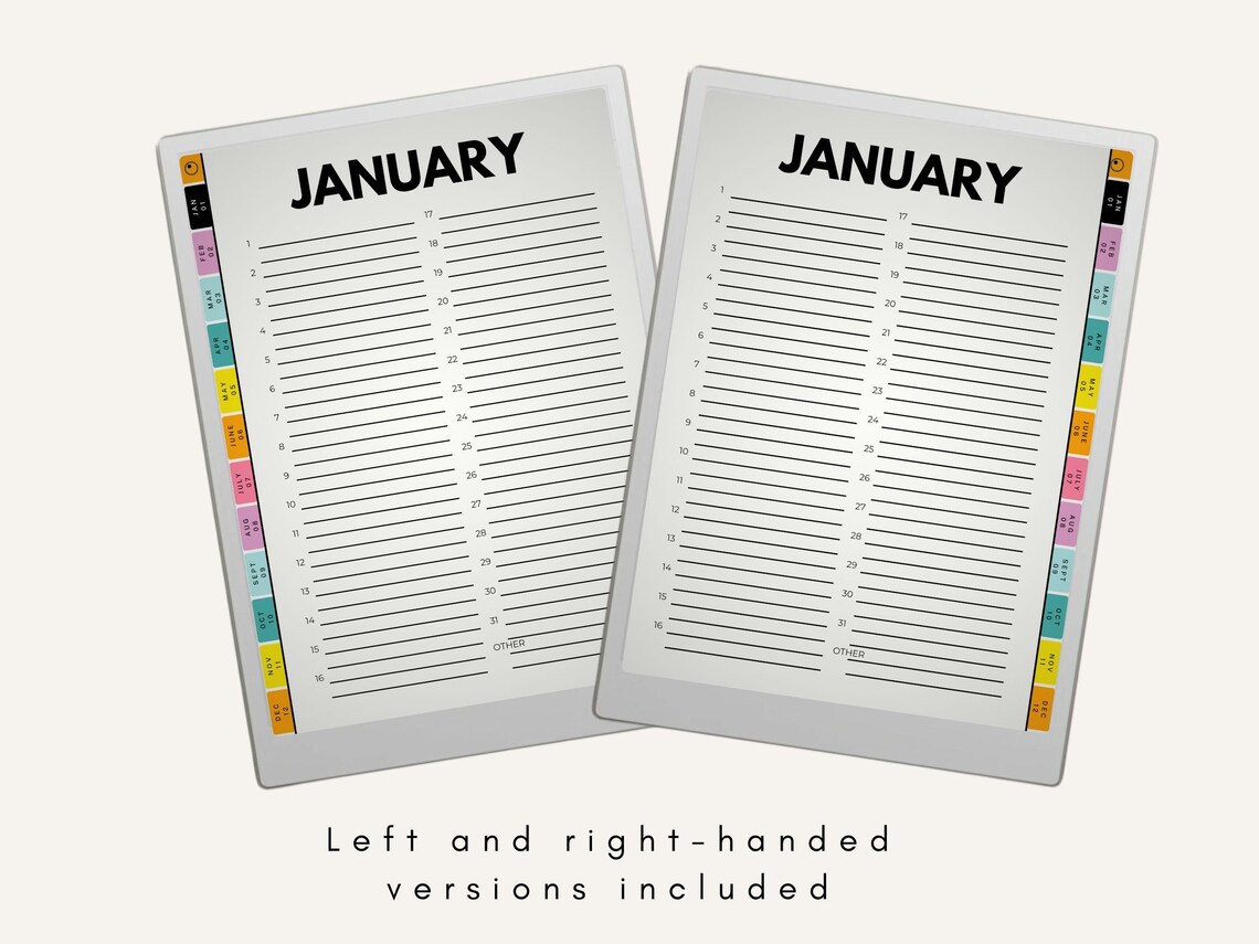 Birthday Calendar, Perpetual Calendar, Lined Calendars, Simple Color ...