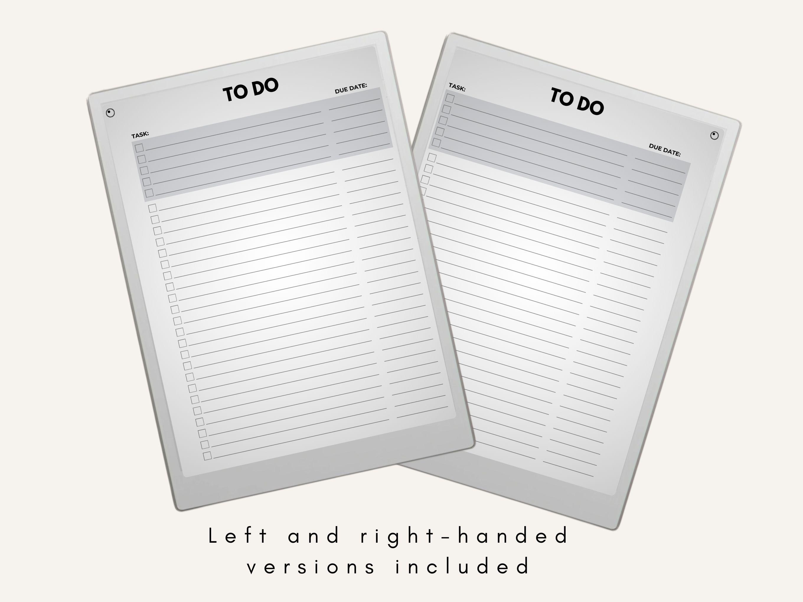 Simple To-do List Template for Remarkable Paper Pro, Work To-do List ...