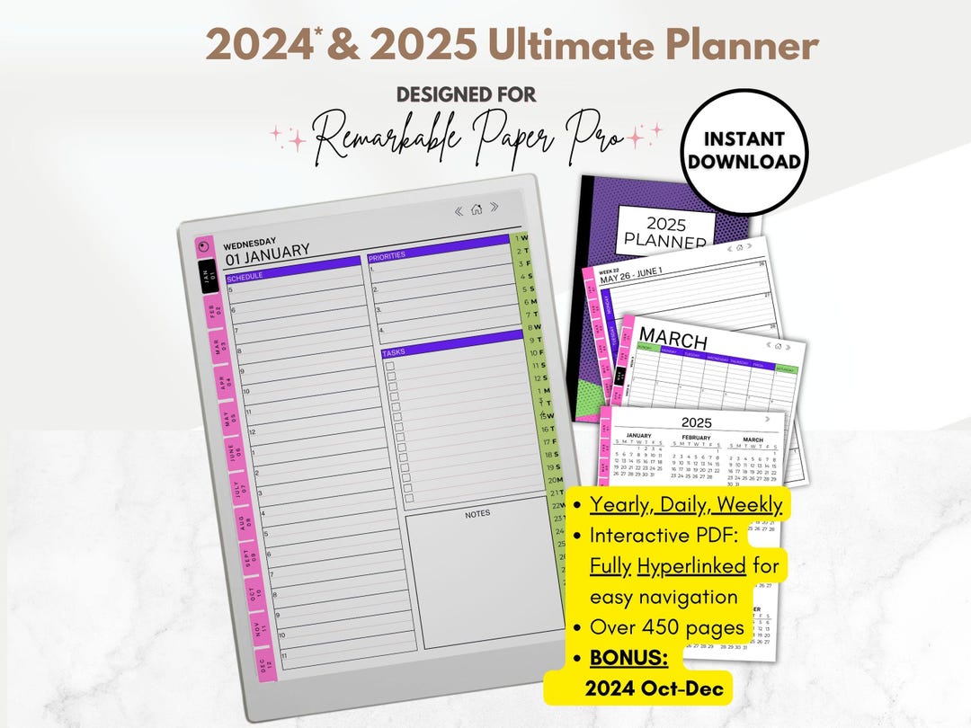 2025 and 2024 Planner Template, 5am-11pm Daily Planner, Q4 2024 ...