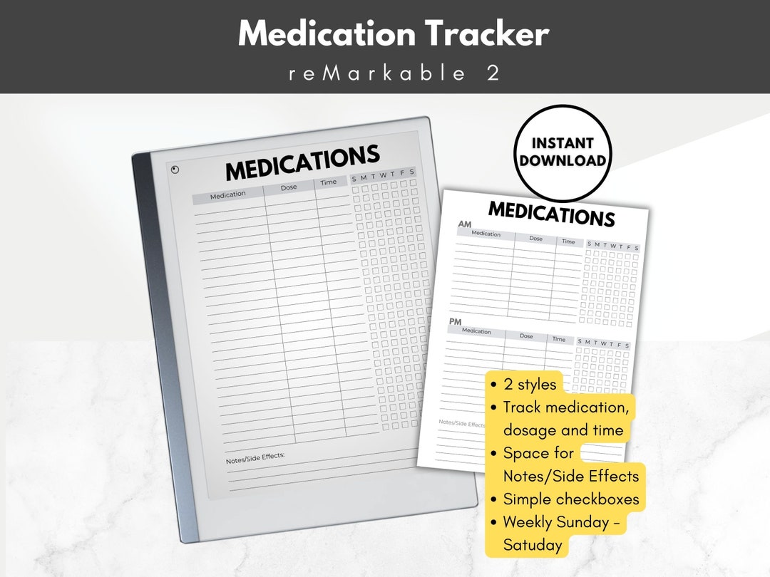 Remarkable 2 Template Medication Tracker, Medicine Log, Medication ...