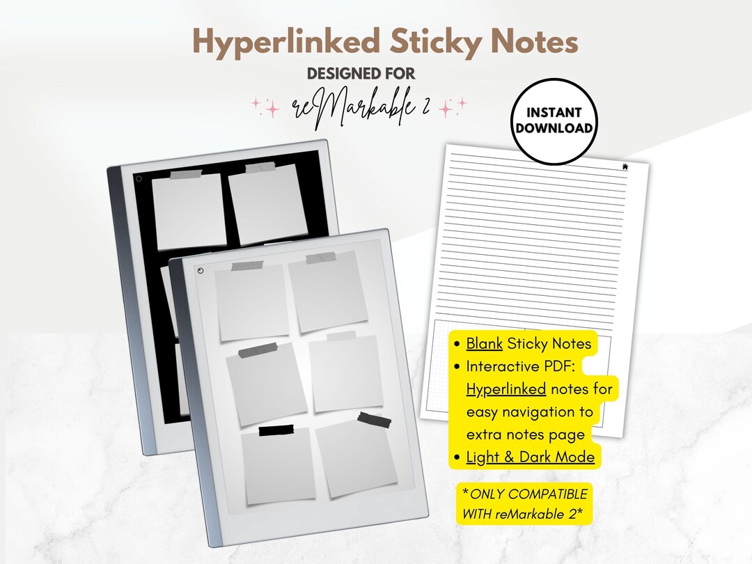 Sticky Notes Template for Remarkable 2, Digital Sticky Notes, Brain ...