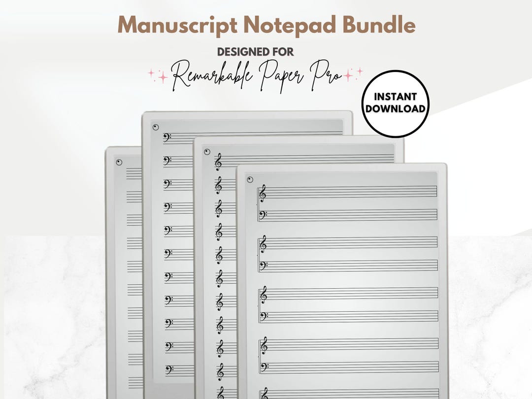 Manuscript Paper, 100 Page Notebook Bundle, Sheet Music, Staff Paper ...