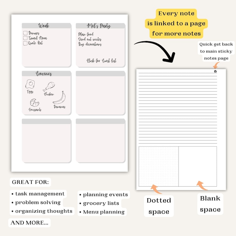 Sticky Notes, Brain Dump, to Do Lists, Left and Right Handed Versions ...