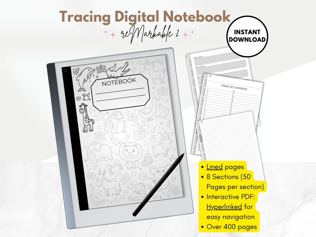 Remarkable 2 Templates Digital Notebook Mindful Tracing, 8 Hyperlinked ...