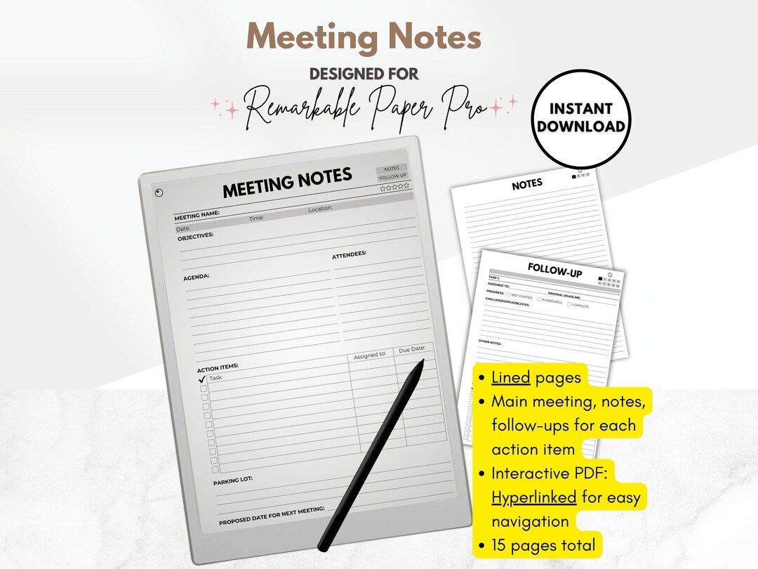 Meeting Notes, Hyperlinked Meeting Minutes, Follow-up Meetings ...