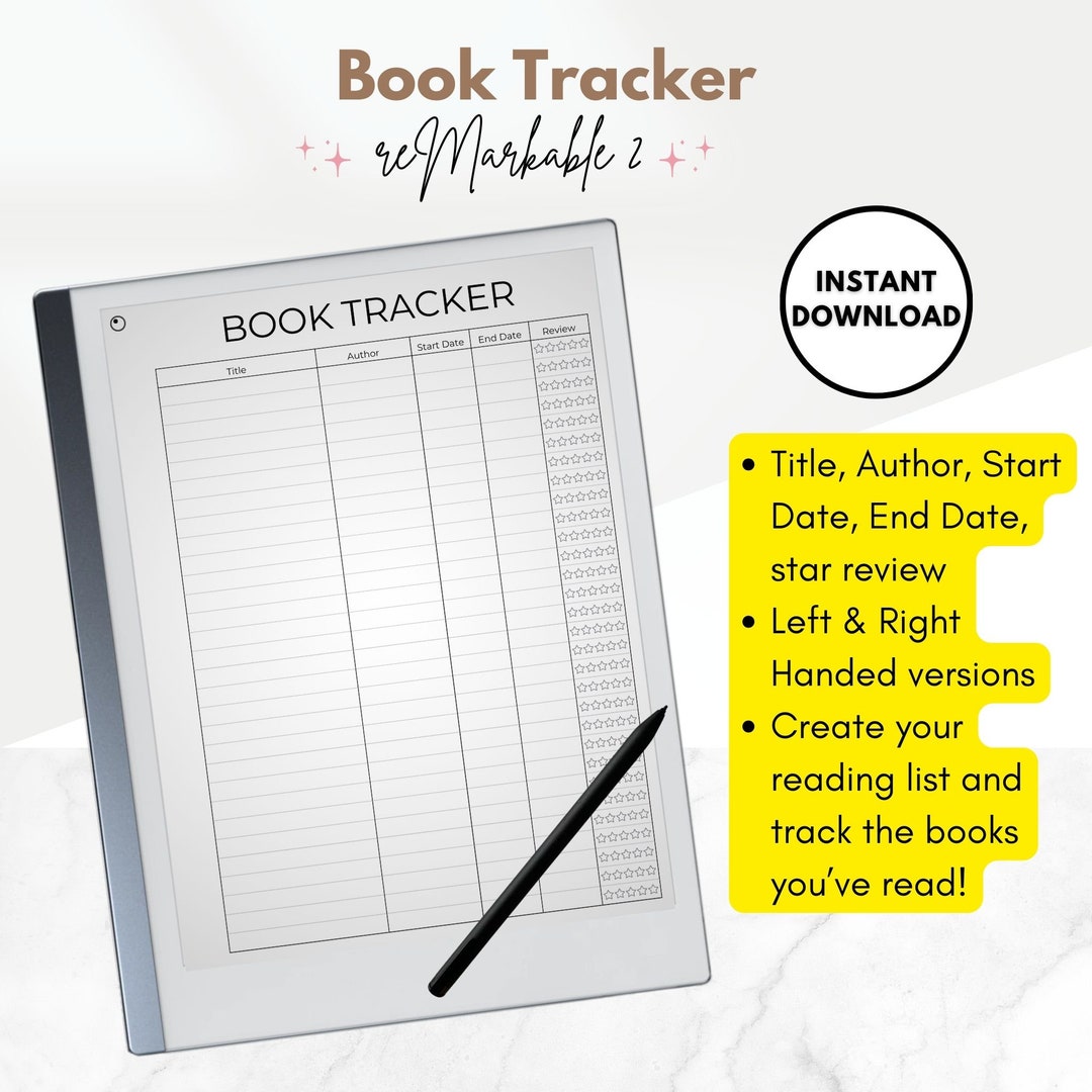 Remarkable 2 Template Book Tracker, Reading Log, Reading Journal, Book ...