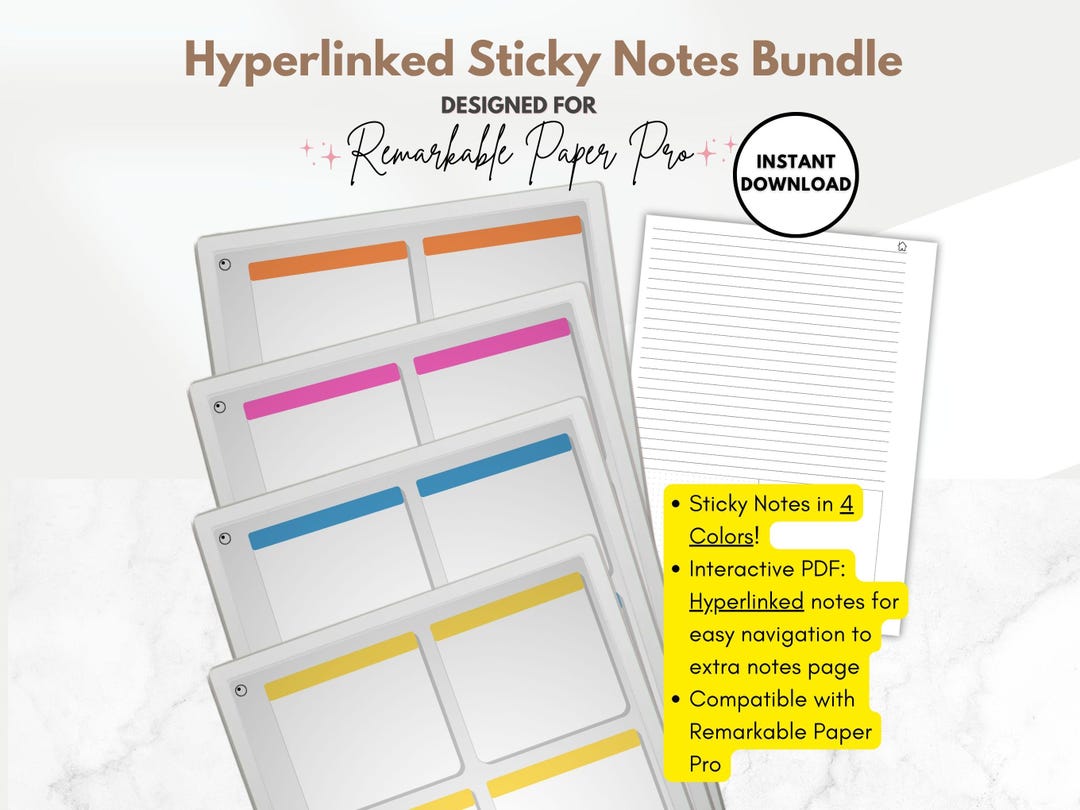 Color Sticky Notes Bundle for Remarkable Paper Pro, Brain Dump, to Do ...