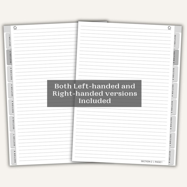 Lined Digital Notebook for Remarkable 2, 8 Hyperlinked Sections ...