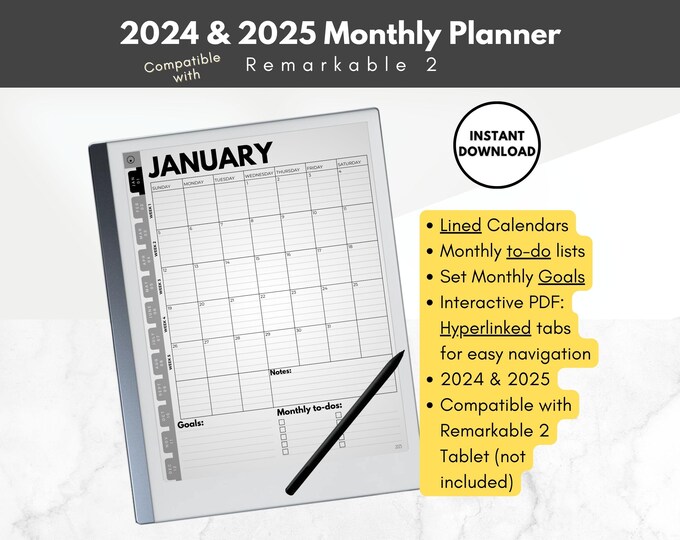 2024 Blank Calendar Template - Etsy