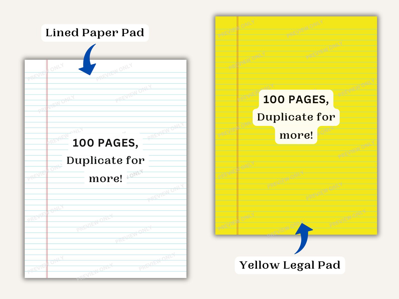100 Page Notebook Bundle, Lined Paper Notepad and Yellow Legal Pad ...