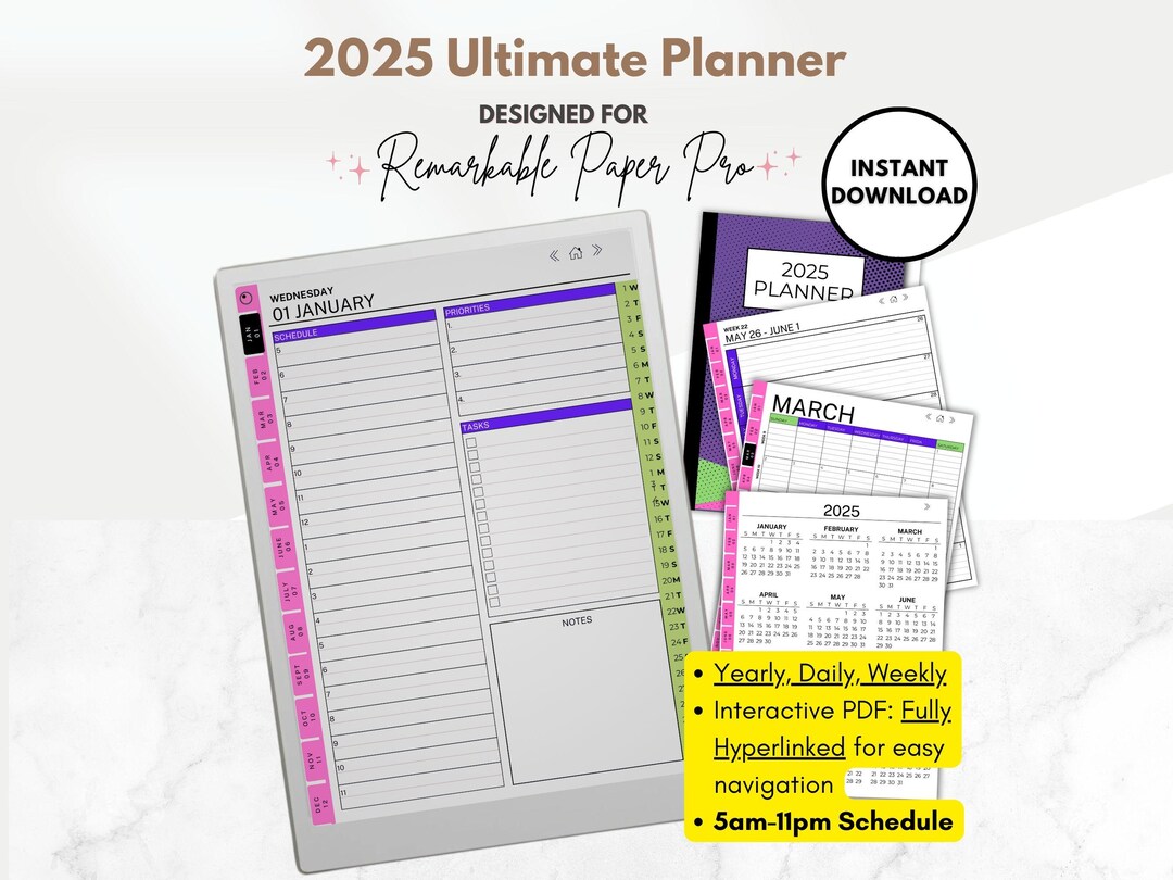 2025 Planner Template, 5am-11pm Daily Planner, Monthly Lined Calendars ...