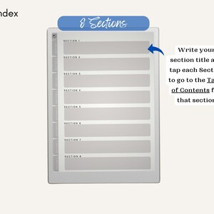 Lined Digital Notebook, 8 Hyperlinked Sections, Interactive PDF, Left ...