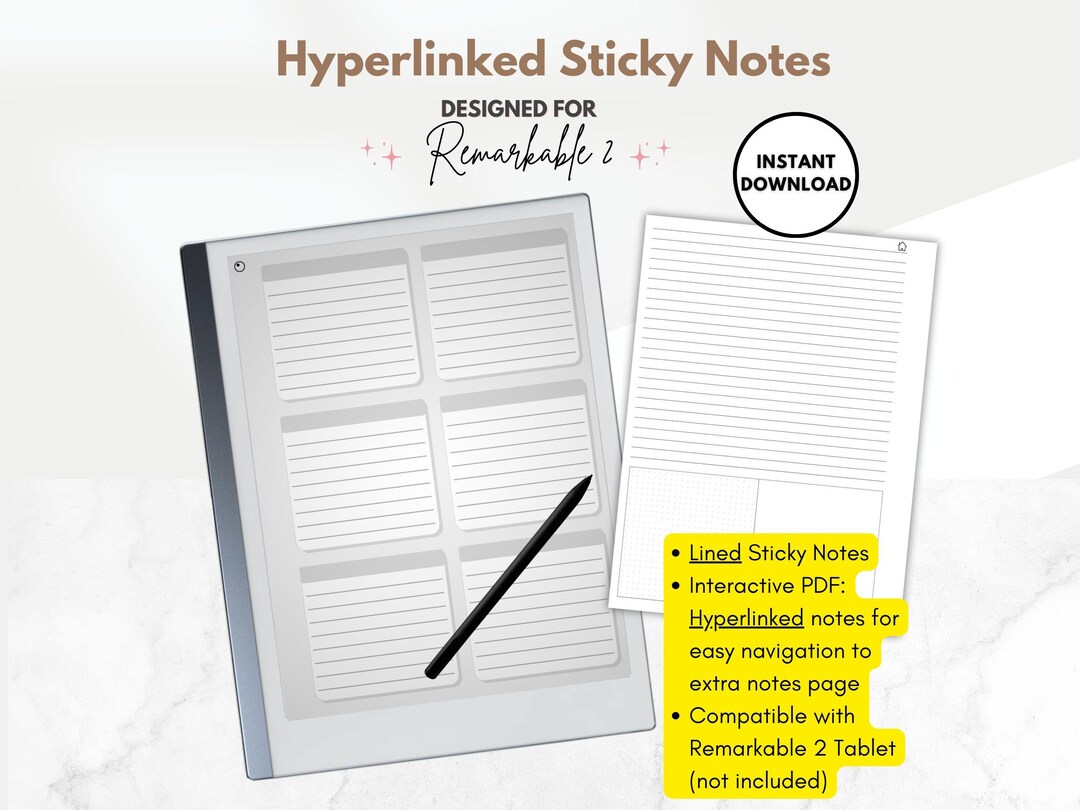Sticky Notes Template for Remarkable 2, Lined Sticky Notes, Brain Dump ...