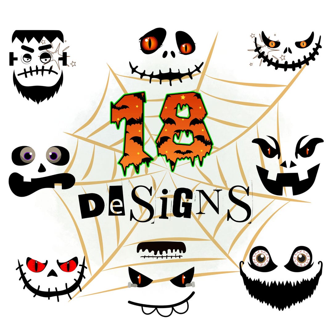 18 Monster Faces Outlines, Monster Dolls Head Digital Svg, Cricut SVG ...