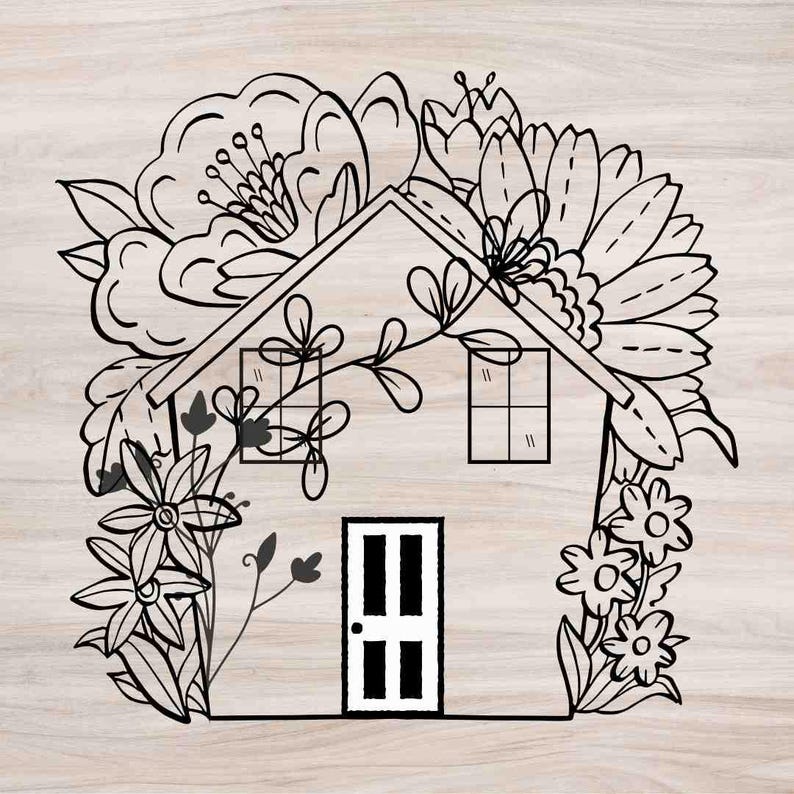 Little Floral House Svg Bundle, House Svg, Floral House SVG, Tiny ...