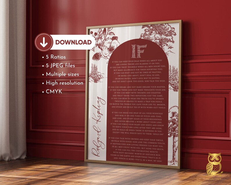 Iconic Kipling's 'if' Poem Digital Print Classic Father-son Gift ...