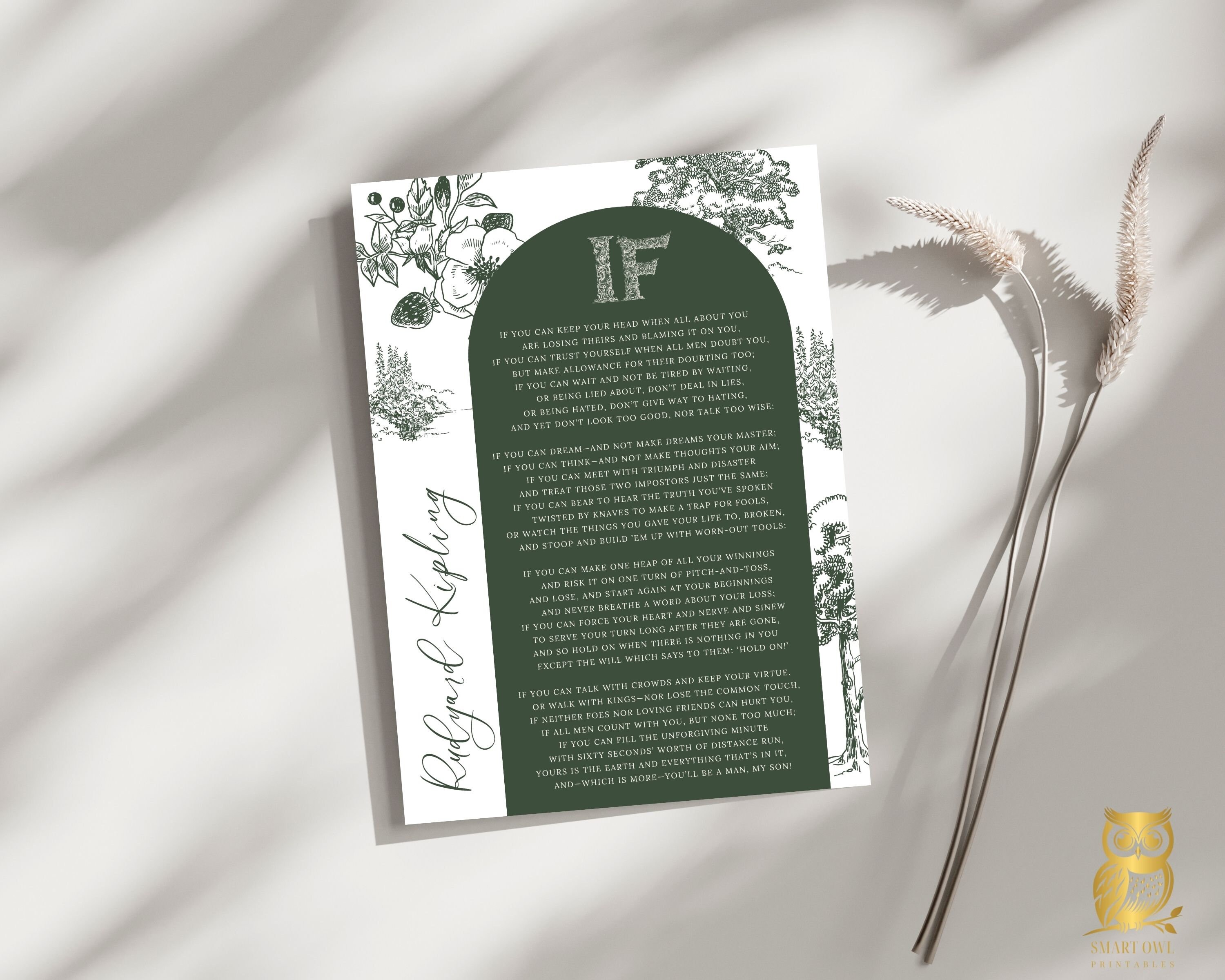 Rudyard Kipling's 'if' Poem Printable Wall Art Ideal Gift for Father ...