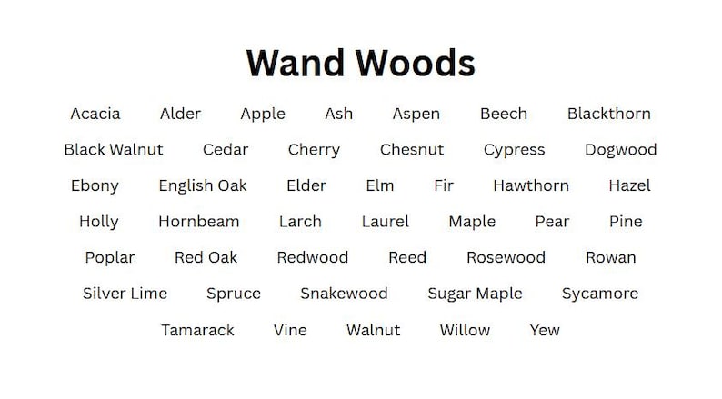 Wizard Witch Wand Label With Wand Details: Wand Core, Wand Wood, Wand ...