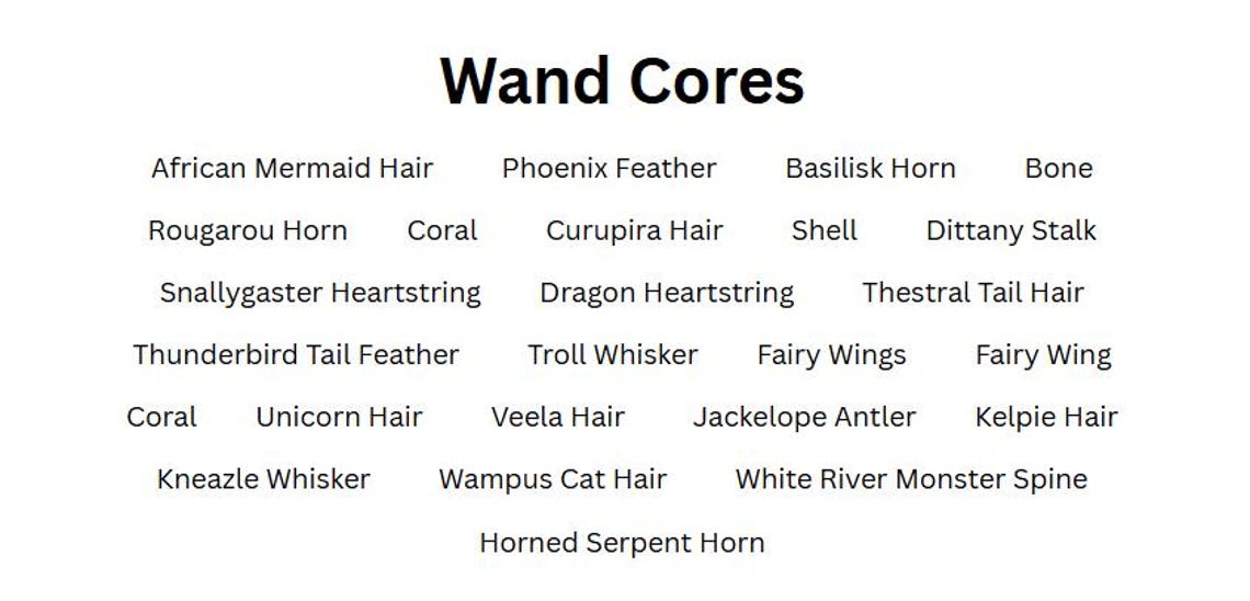 Wizard Witch Wand Label With Wand Details: Wand Core, Wand Wood, Wand ...