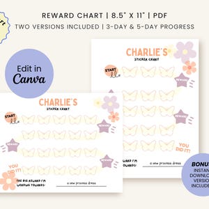 Flower Sticker Chart Printable: Kids Reward System (canva Template ...