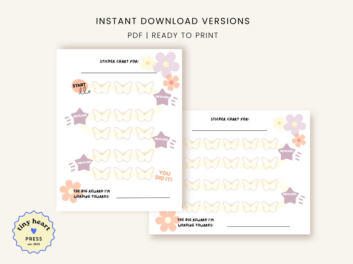 Flower Sticker Chart Printable: Kids Reward System (canva Template ...
