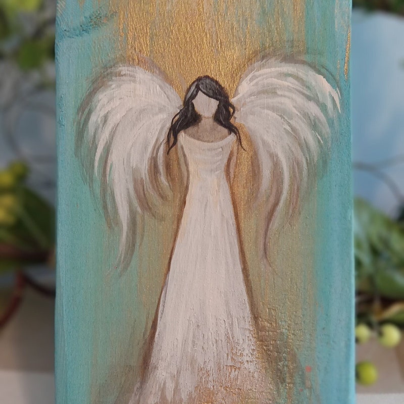 Painted Wood Angel - Etsy