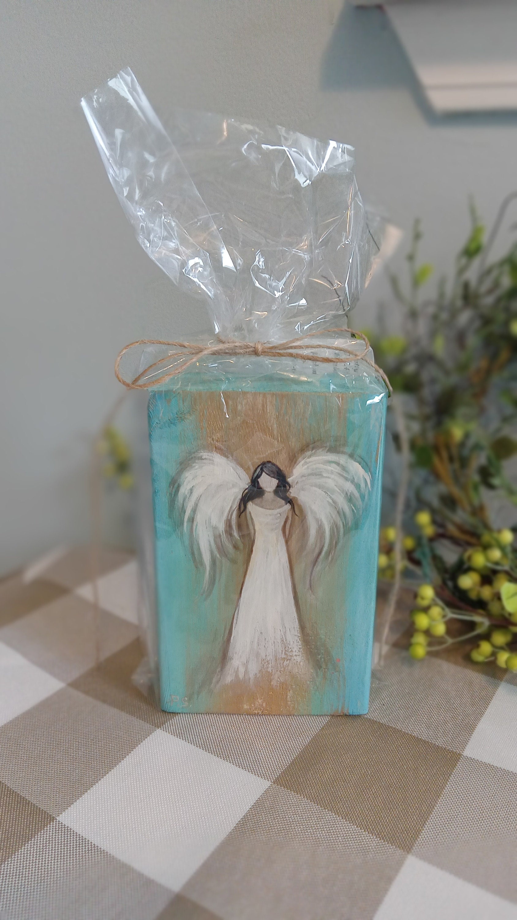 Hand Painted Angel on Wood Block - Etsy