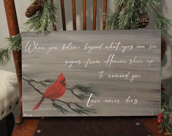 Hand Painted Red Cardinal on a Branch. Simple, Rustic Seasonal Decor ...