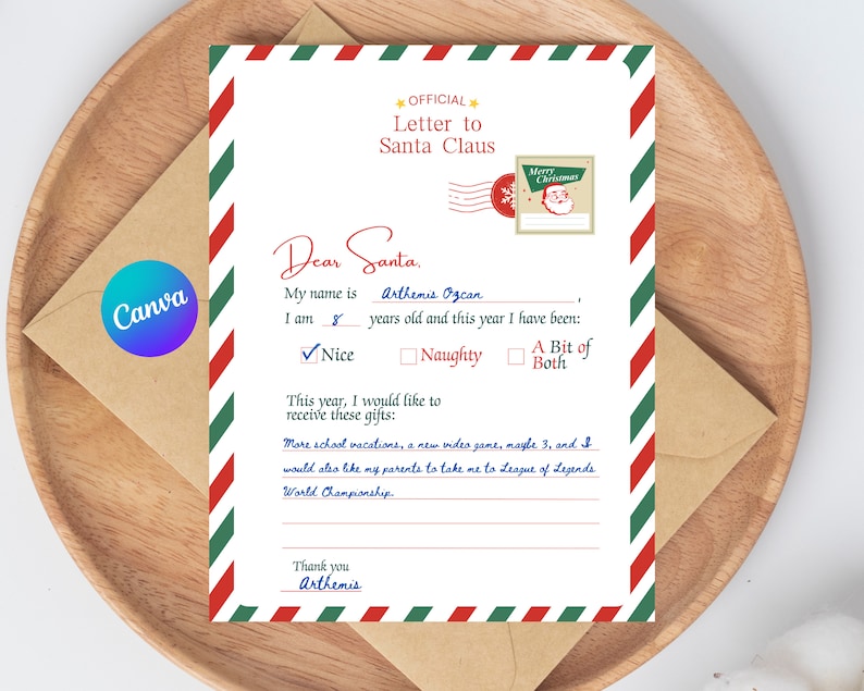 Printable Letter to Santa Dear Santa Letter Letter From - Etsy