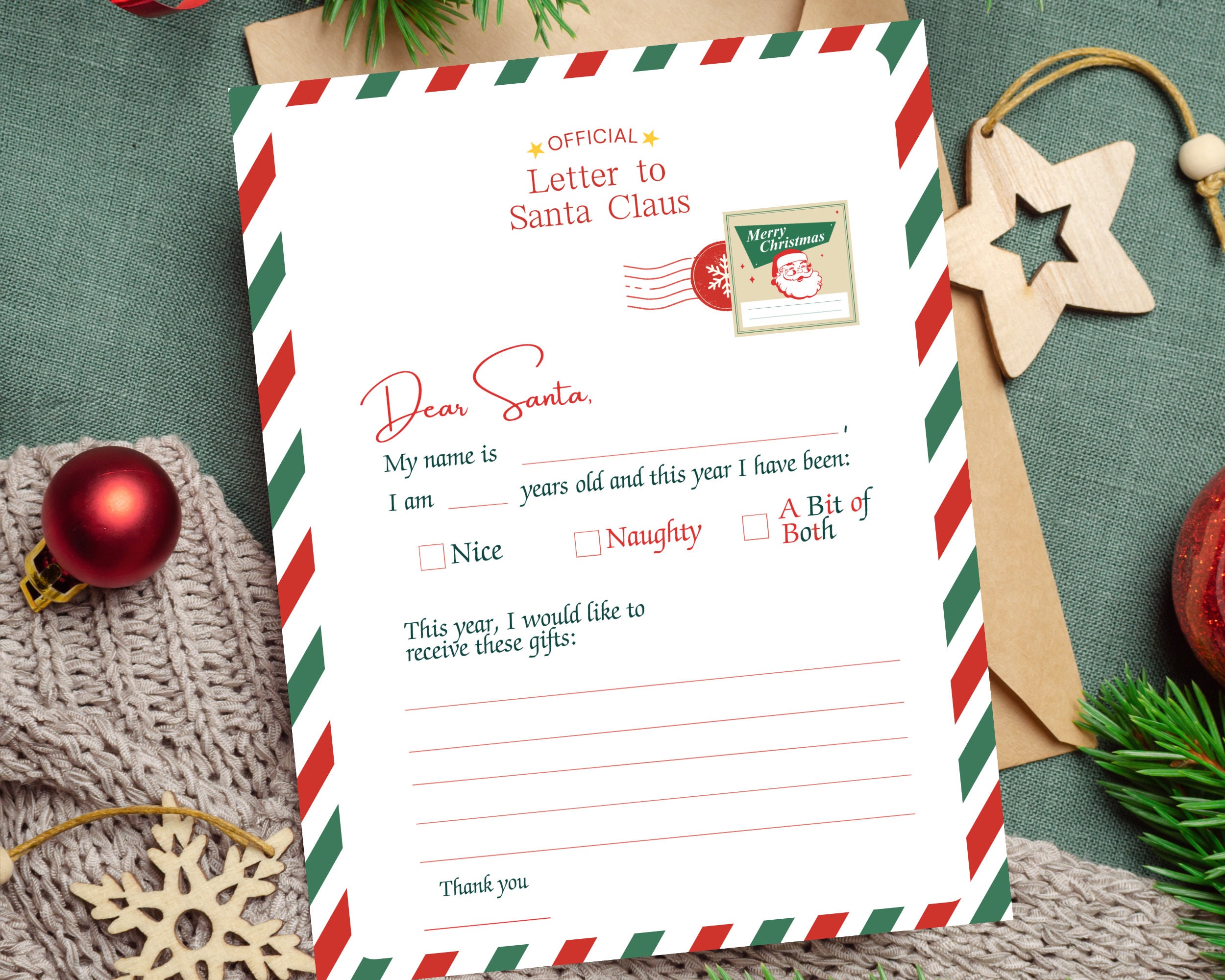 Printable Letter to Santa Dear Santa Letter Letter From - Etsy