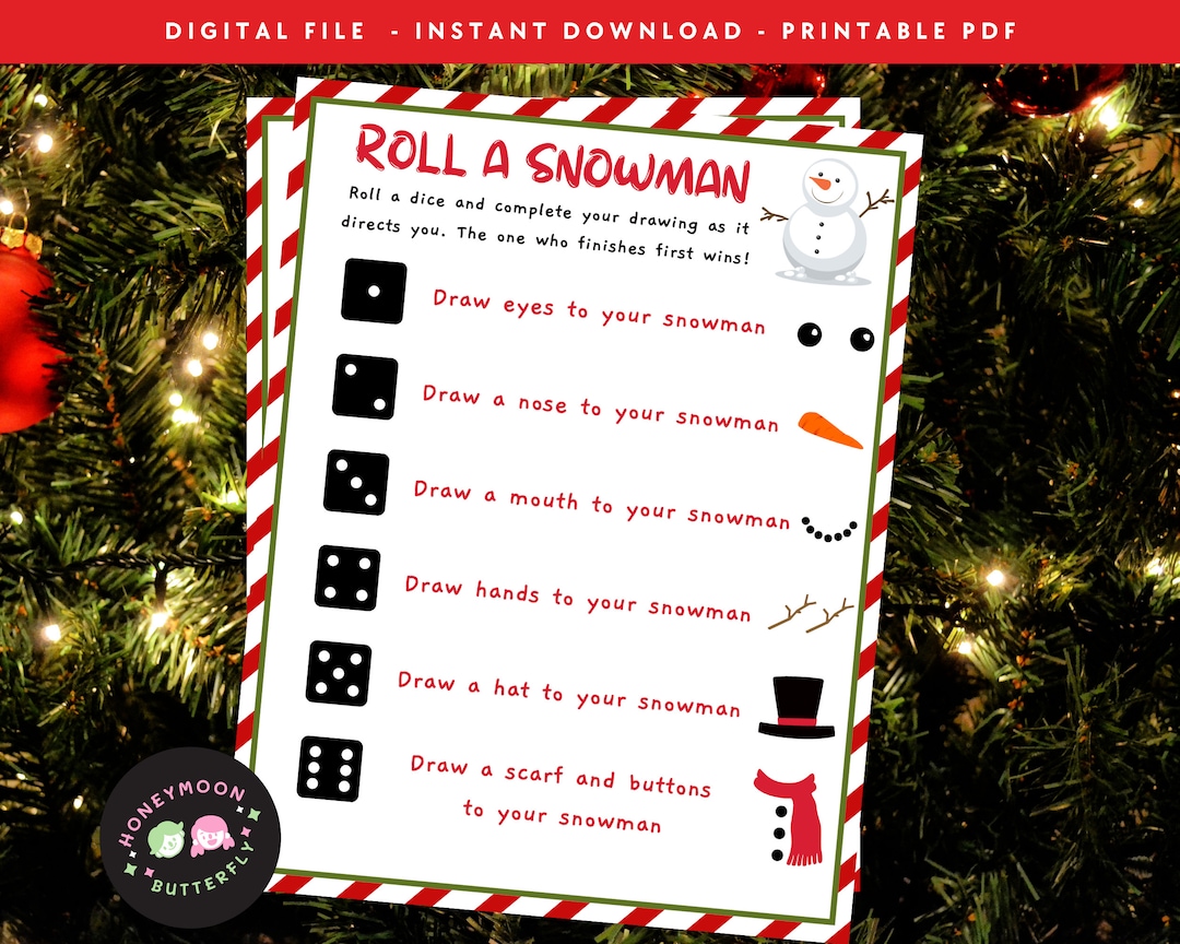 Roll A Snowman Game Printable Christmas Game Classroom Holiday Games ...