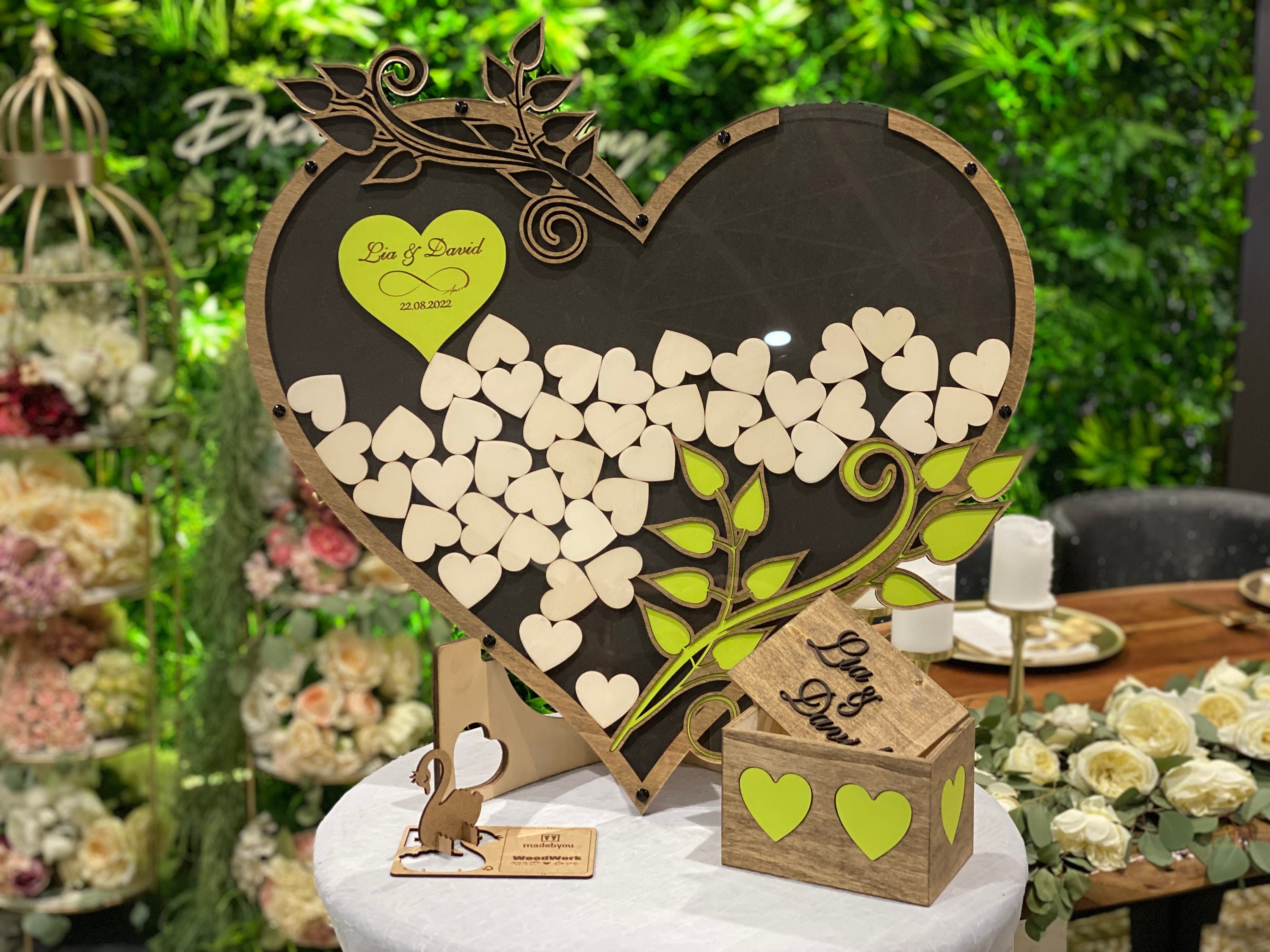 Wedding Decor Drop Box Heart Shape Guestbook. Wood Decoration ...