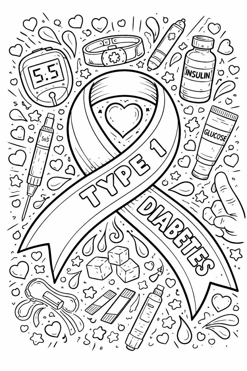 Type 1 Diabetes Kids Colouring Page - Etsy