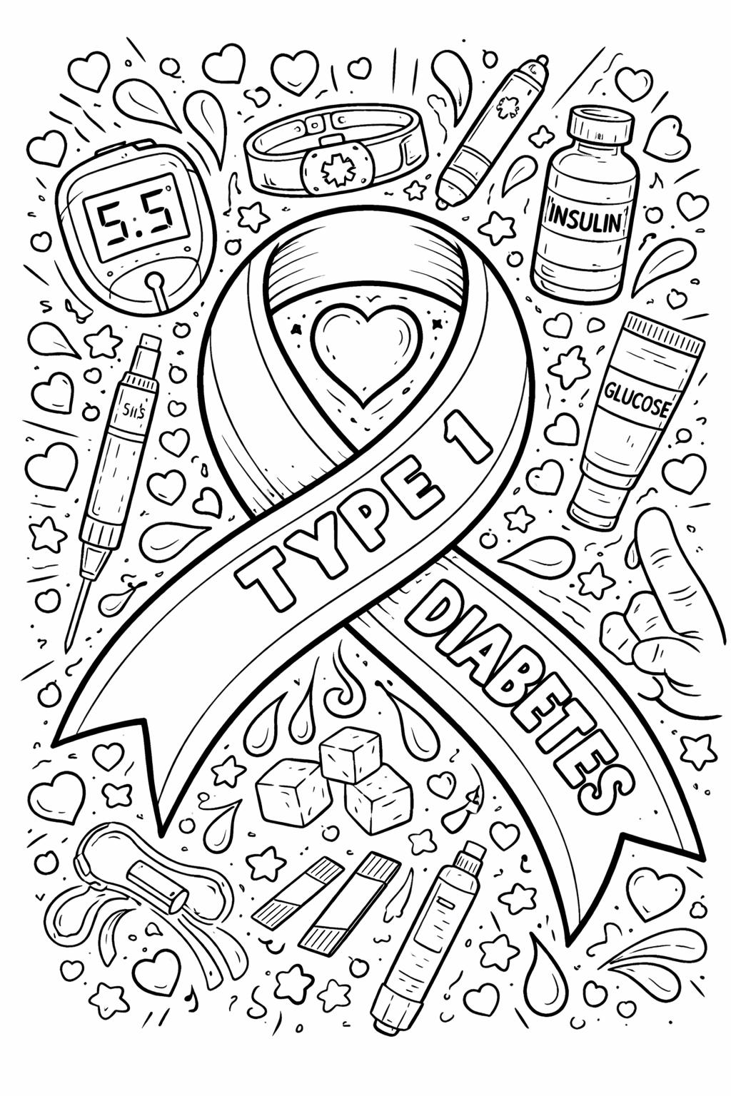 Type 1 Diabetes Kids Colouring Page - Etsy