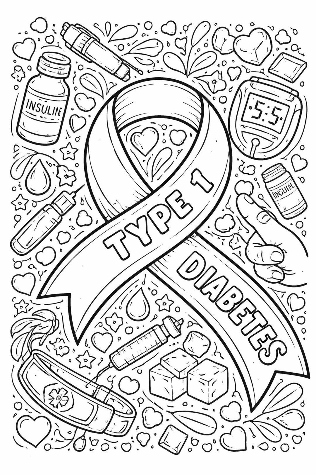 Type 1 Diabetes Kids Colouring Page - Etsy