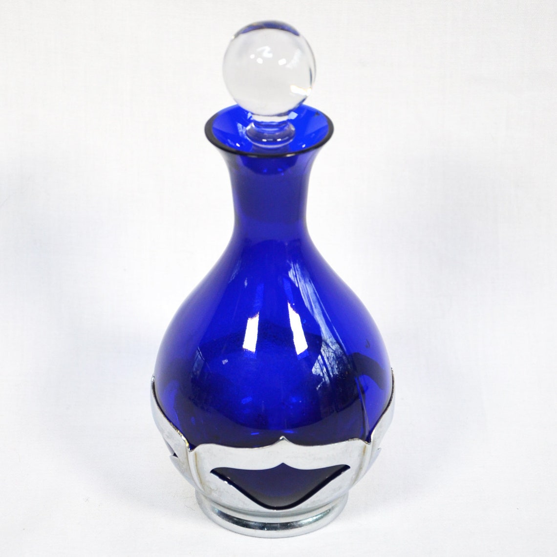 1930s Farber Bros Nautilus Royal Blue Cambridge Glass Decanter and 8 ...