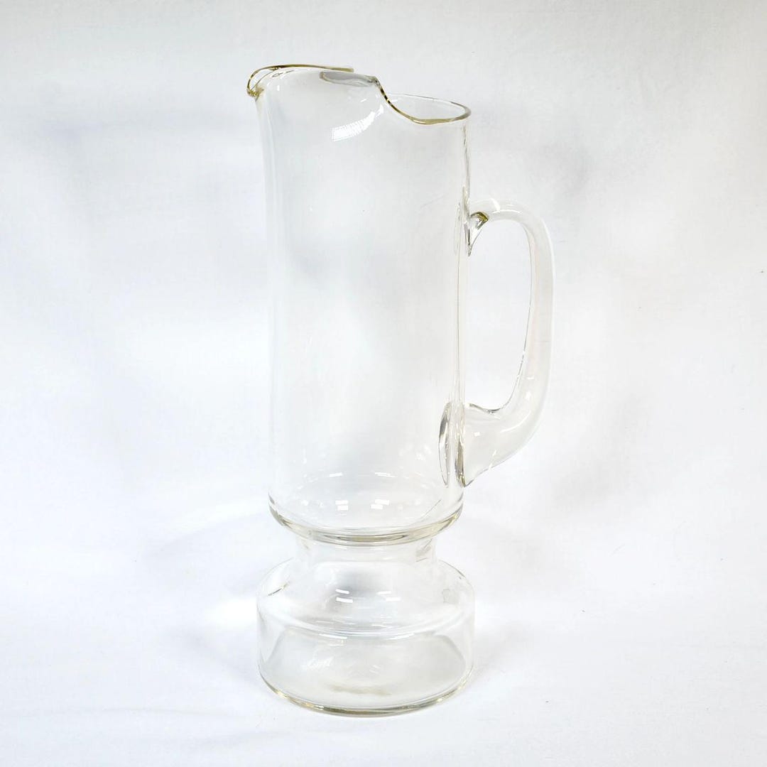 1960s Glass Cocktail Pitcher With Round Pedestal Base - Etsy